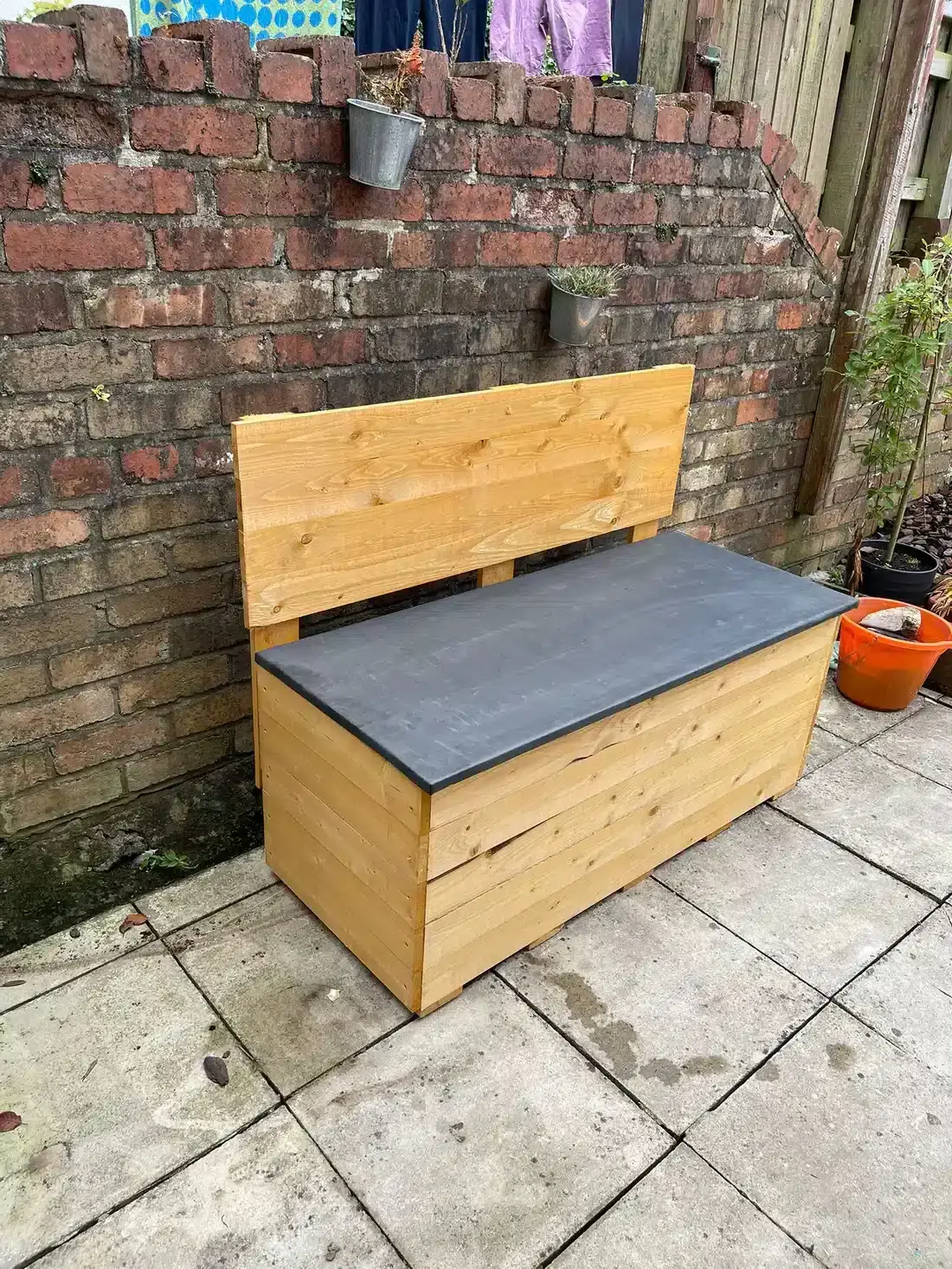 Recycling Storage Two Bag Bench with Back and EDPM Lid - Pugh's Garden ...